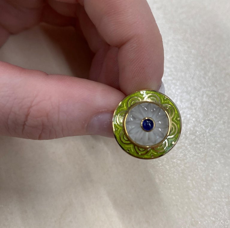 Deakin and Francis 18kt Gold Cufflinks with Crystal and Sapphire Centre ...