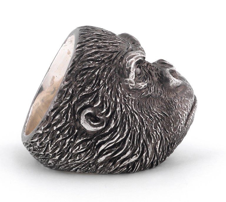 Deakin and Francis Blackened Silver Diamond Large Gorilla Ring For Sale ...