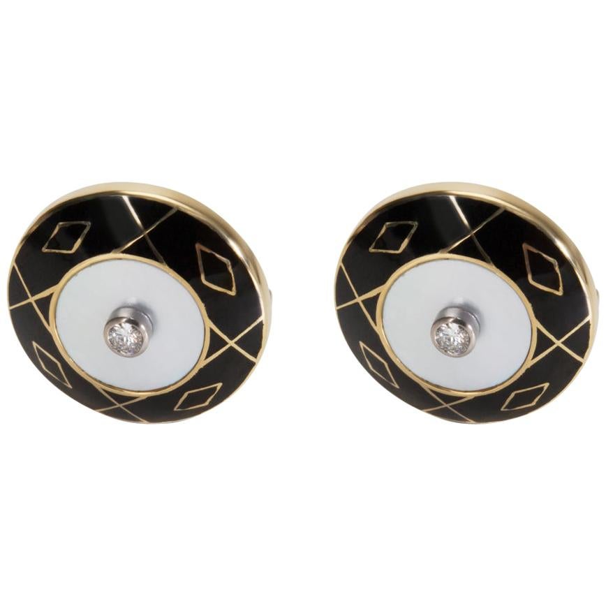 Deakin and Francis Diamond Cufflinks Set in 18 Karat Yellow Gold '0.25 ...