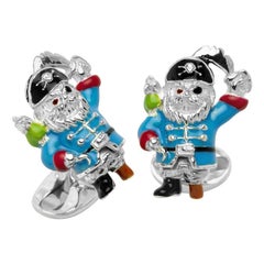 Sterling Silver Guilloche Enamel Cufflinks For Sale at 1stDibs