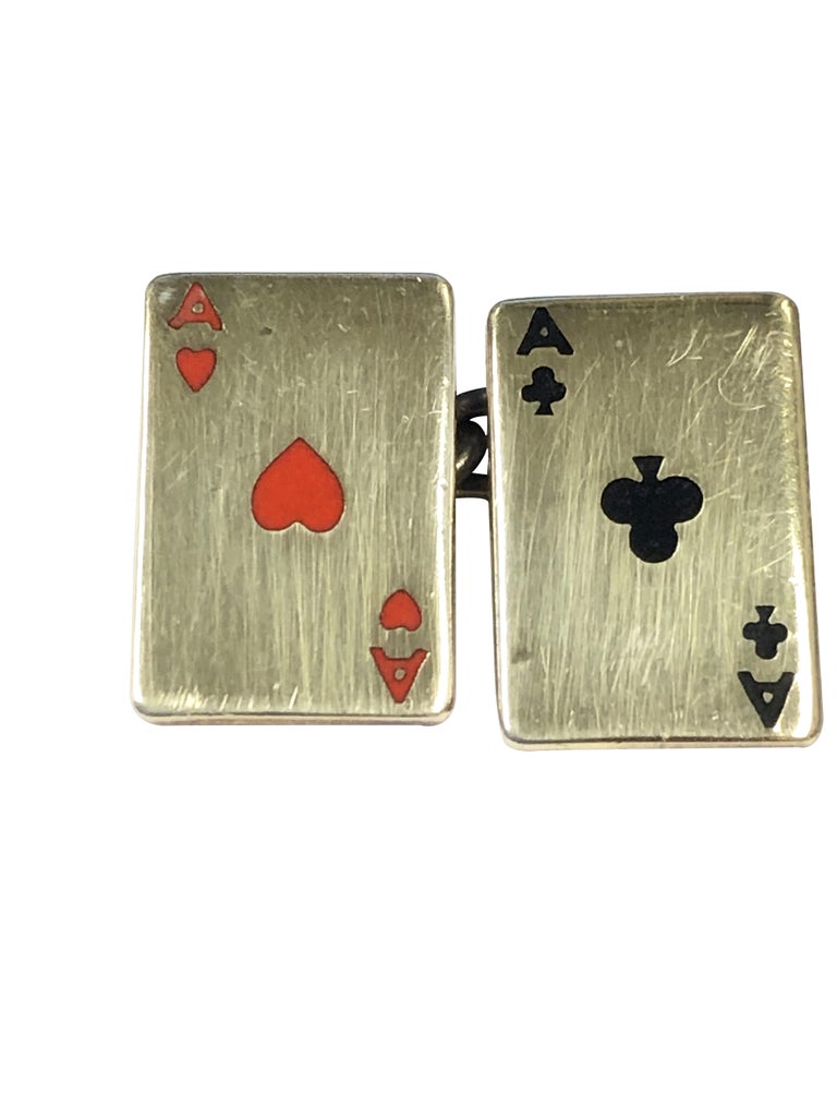 Deakin and Francis Gold Wash Playing Cards Cufflinks For Sale at 1stDibs