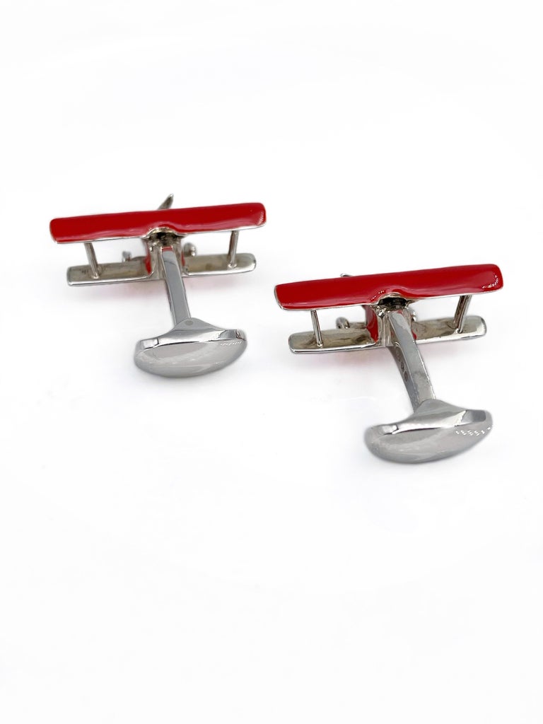 Deakin and Francis Silver Red Enamel Biplane Rotating Propeller ...
