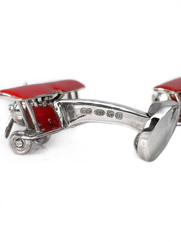 Deakin and Francis Silver Red Enamel Biplane Rotating Propeller ...