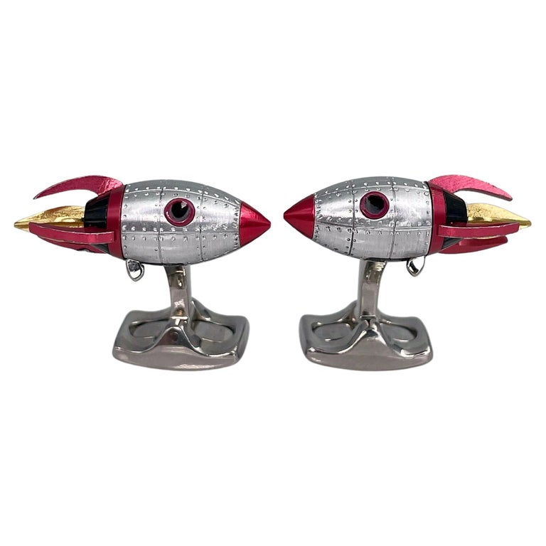 Deakin and Francis Silver Tone Rocket Cufflinks For Sale at 1stDibs