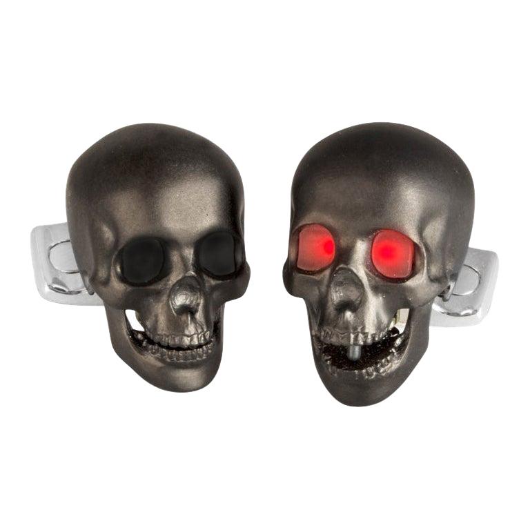 Deakin and Francis Skull Cufflinks with LED Eyes in Matte Black For ...