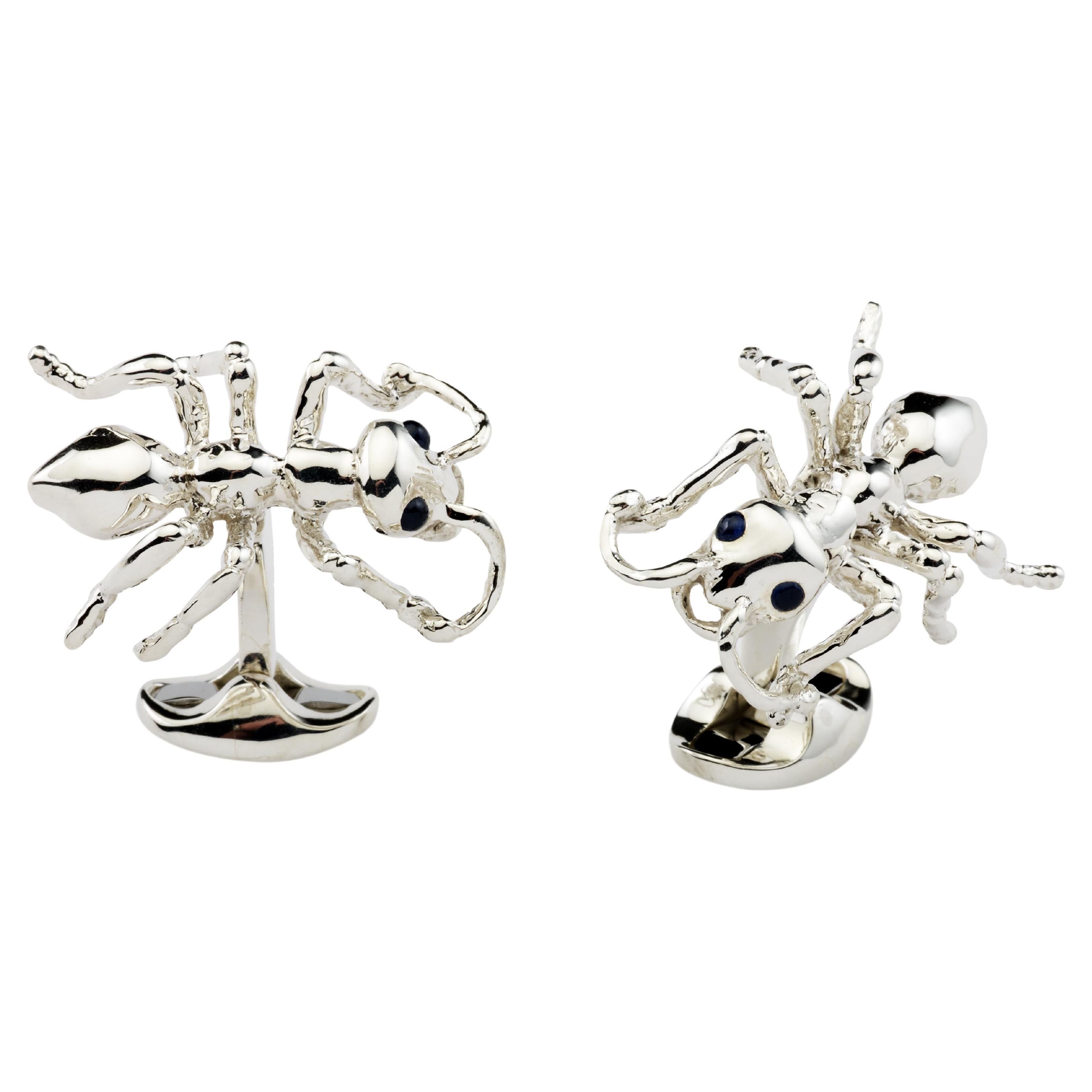 Deakin and Francis Silver Pirate Skull Cufflinks with Sapphire Eyes at ...