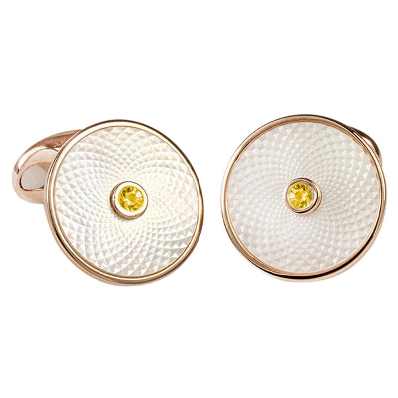 Deakin and Francis Base Metal Octagonal Cufflinks with White Mother-of ...