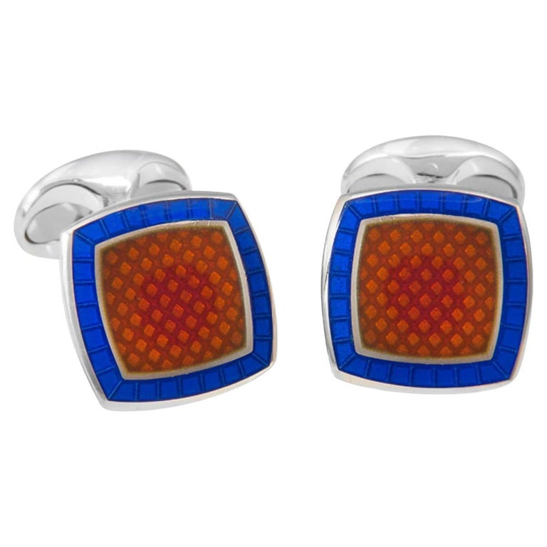 Deakin and Francis Sterling Silver Orange Enamel Cufflinks with Royal ...