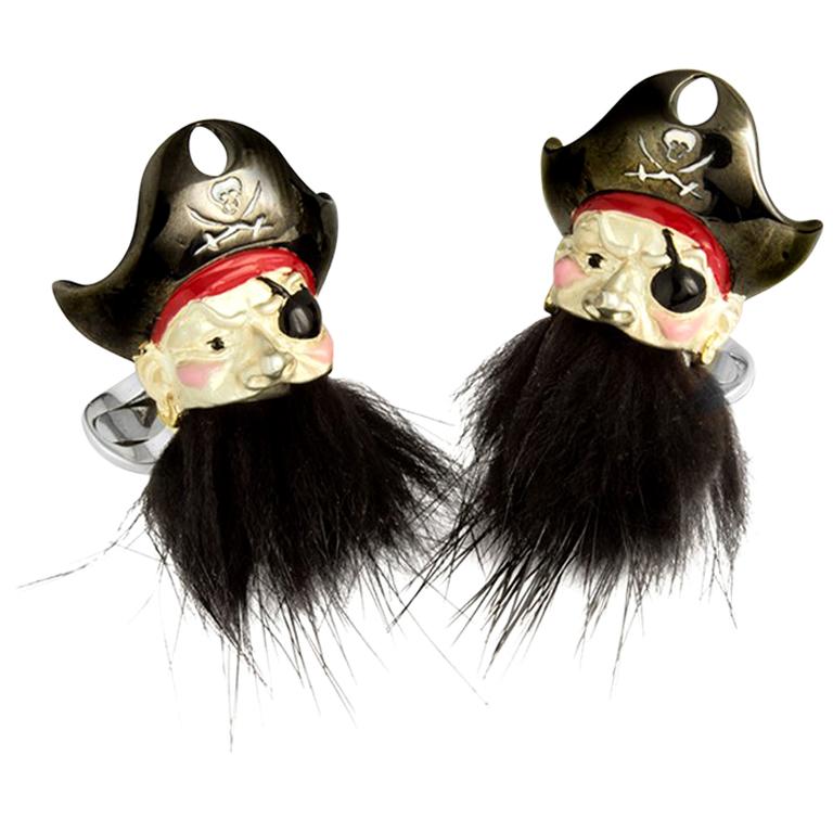 Deakin and Francis Sterling Silver Pirate Cufflinks with Hairy Beard at ...