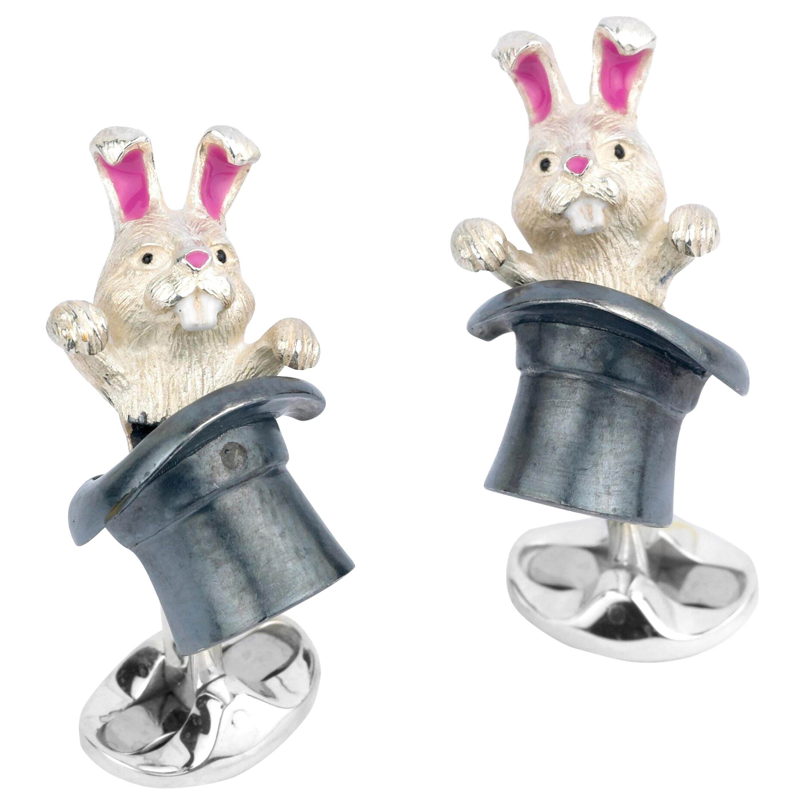 Deakin and Francis Sterling Silver Bowler Hat Cufflinks For Sale at 1stDibs