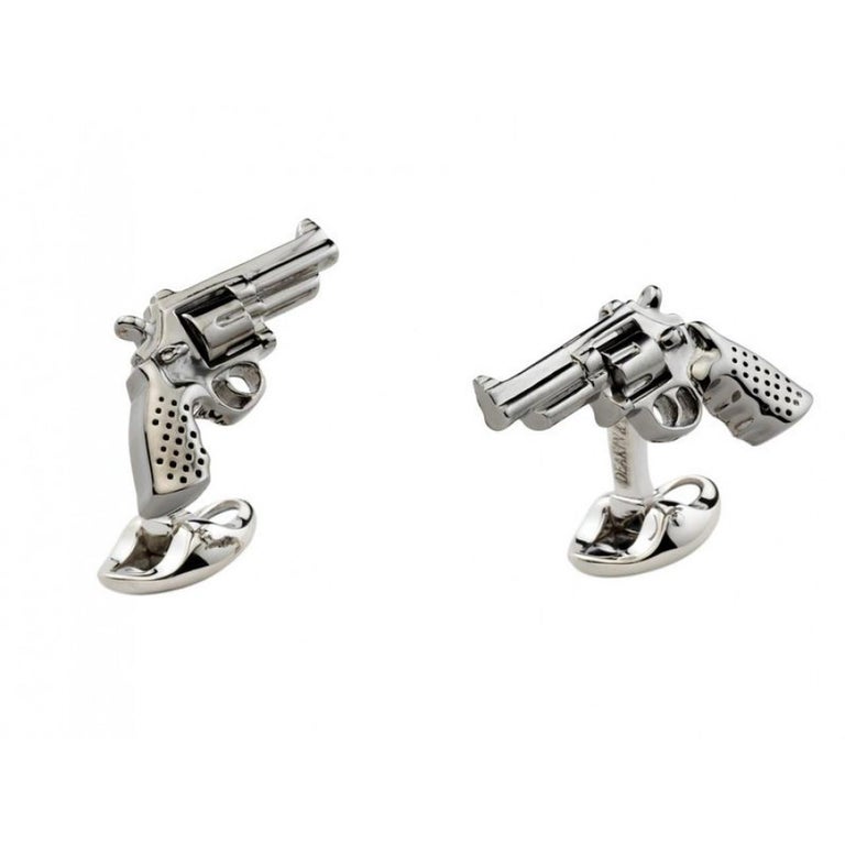 Deakin and Francis Sterling Silver Revolver Gun Cufflinks For Sale at ...