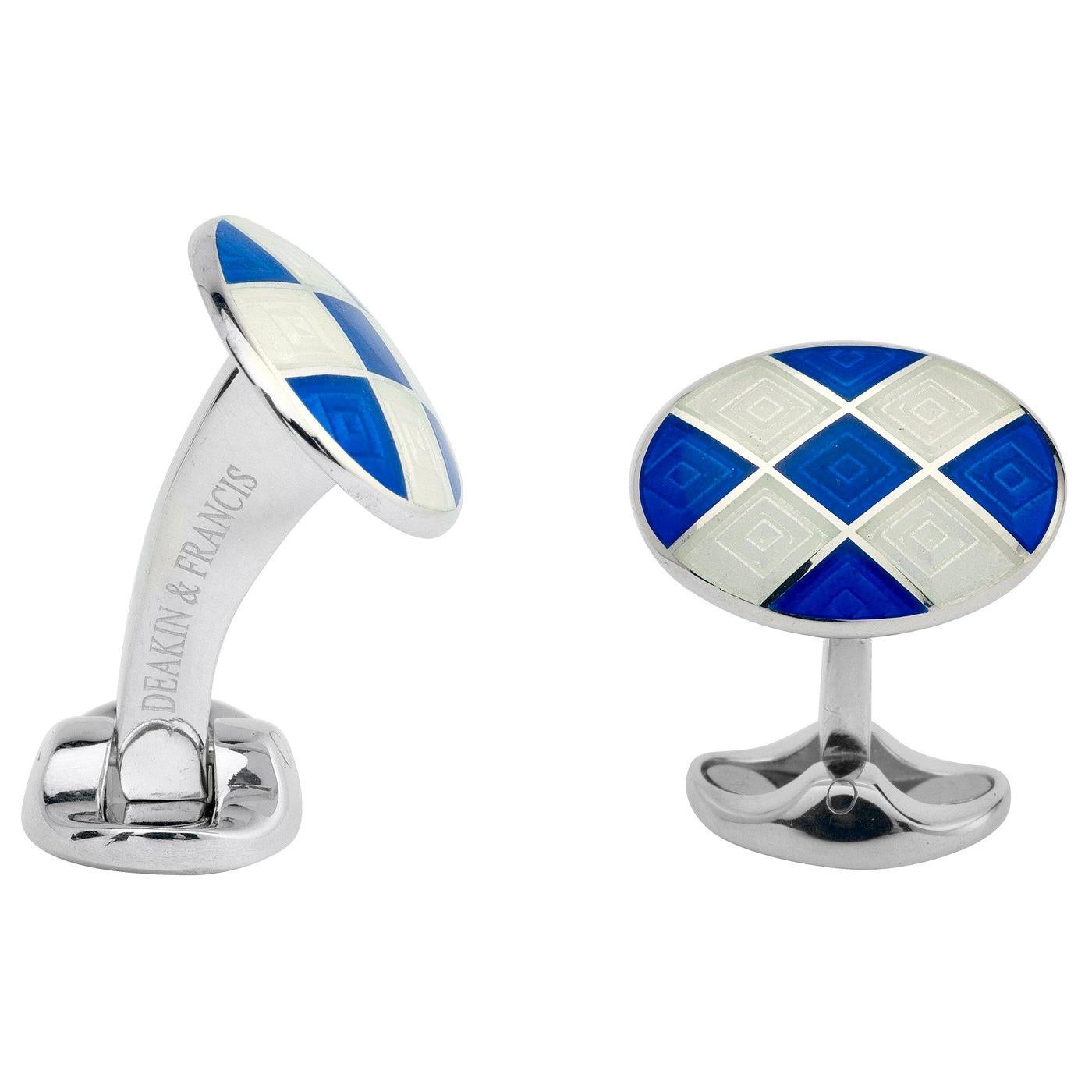 Deakin and Francis Sterling Silver Royal Blue and Yellow Patterned ...