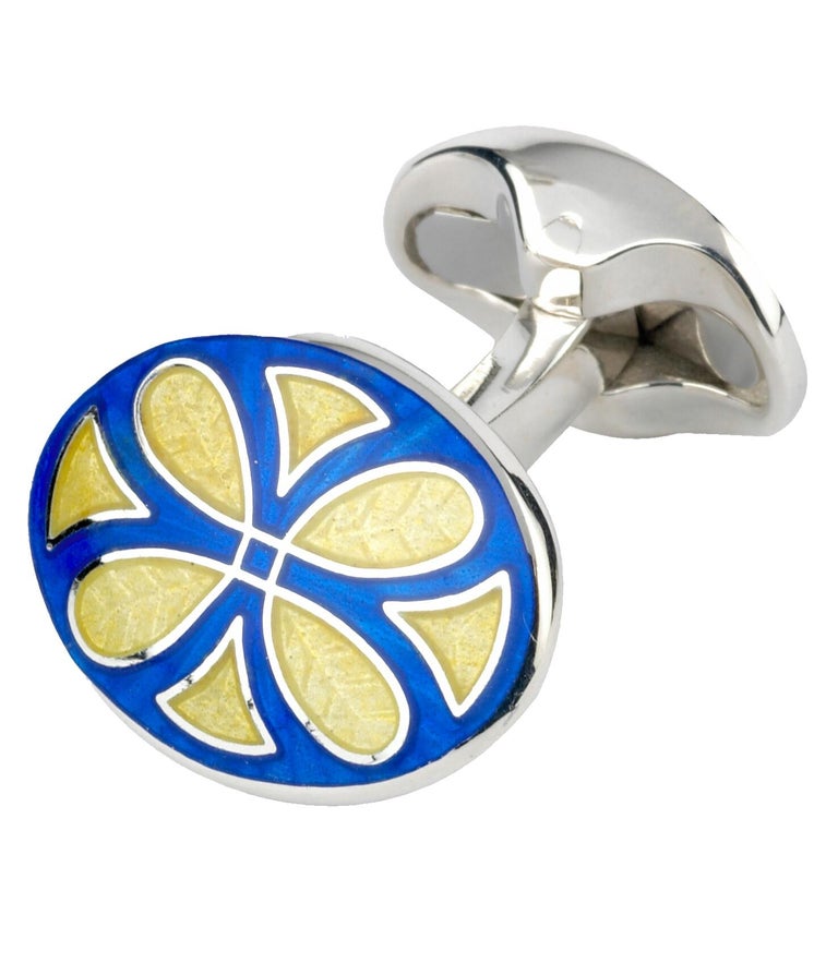 Deakin and Francis Sterling Silver Royal Blue and Yellow Patterned ...
