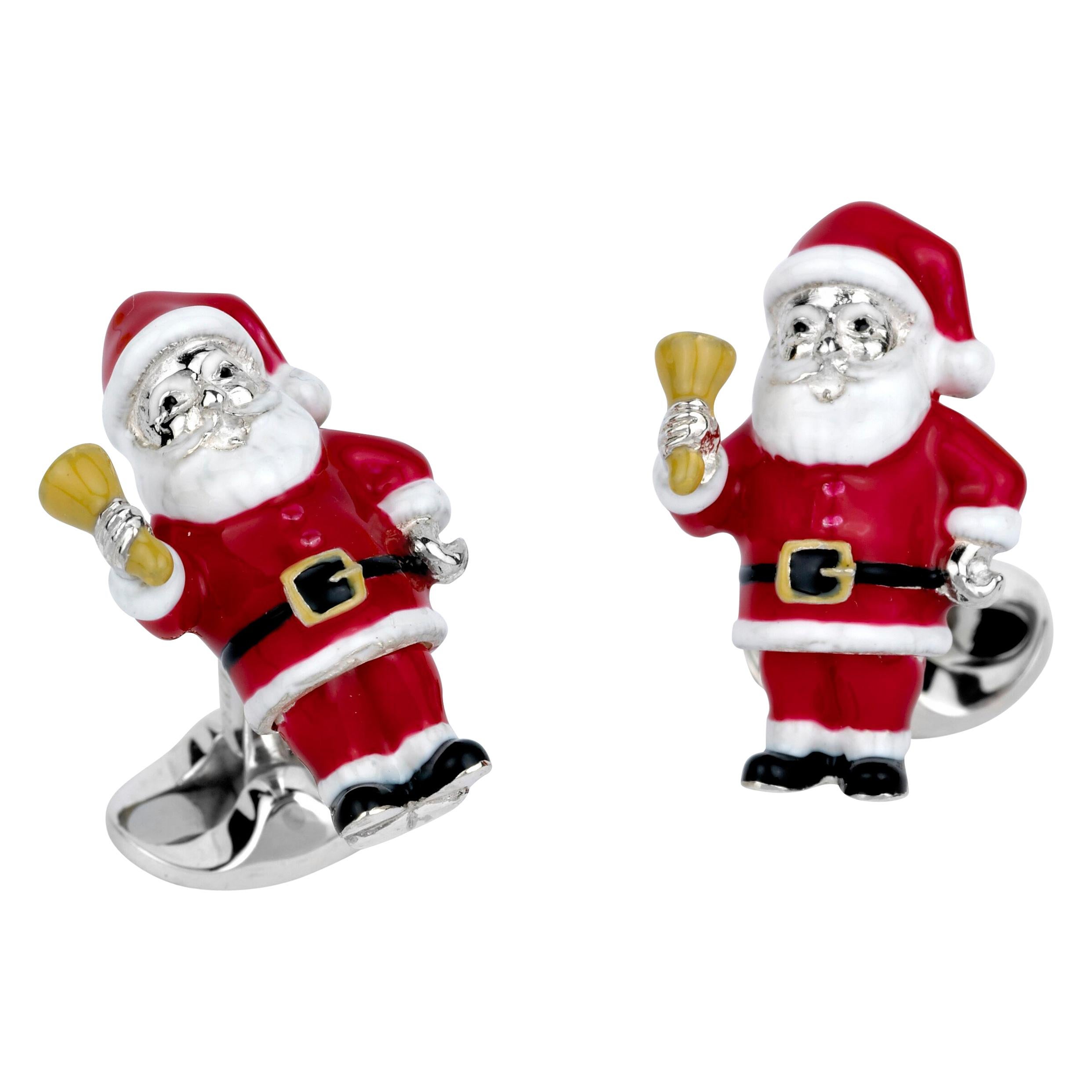 Deakin and Francis Sterling Silver Santa Cufflinks at 1stDibs
