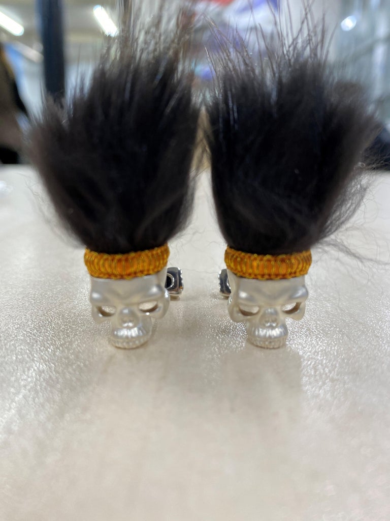 Deakin and Francis Sterling Silver Savage Skull Cufflinks with Black ...