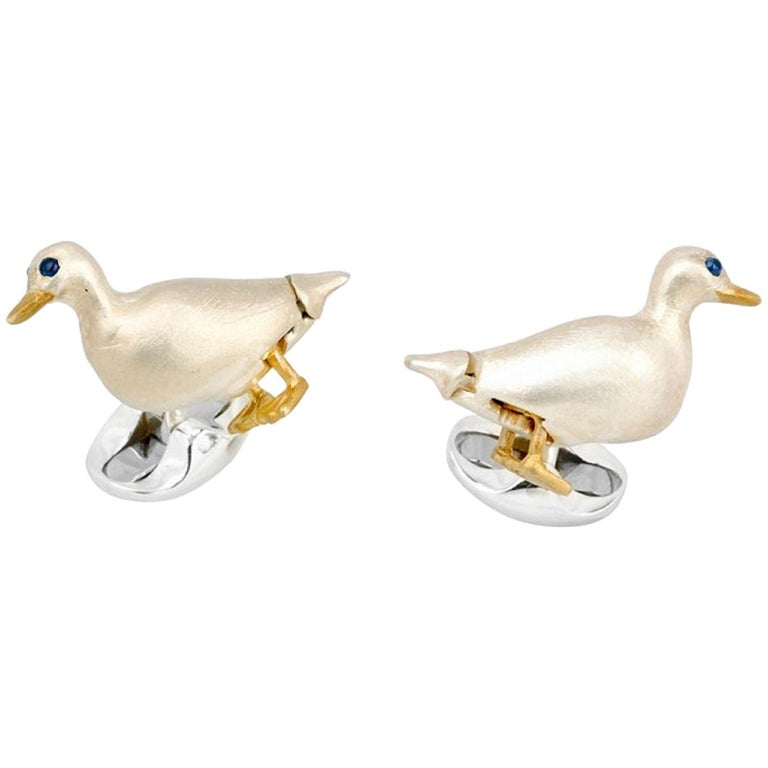 Deakin and Francis Sterling Silver Waddling Duck Cufflinks For Sale at ...