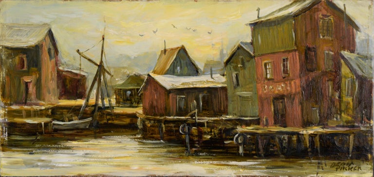 Dean Packer - At the Docks, Plein Air Seascape at 1stDibs