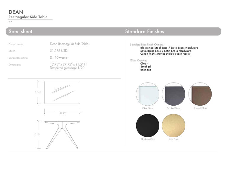 Customizable Dean Rectangular Side Table with Black Steel Base and ...