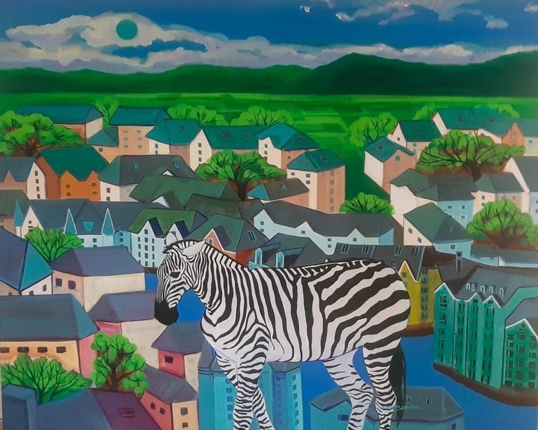 Debabrata Basu - Untitled, Acrylic on Canvas, Green, Blue Contemporary ...