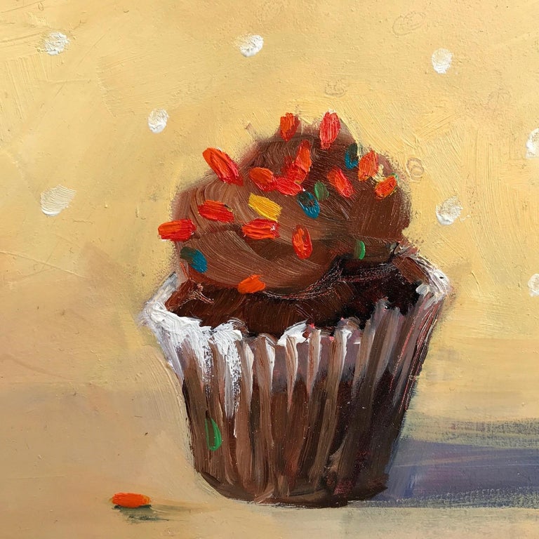 Debbie Miller - "Hot to Trot" Small Still Life, Chocolate Cupcake/White ...