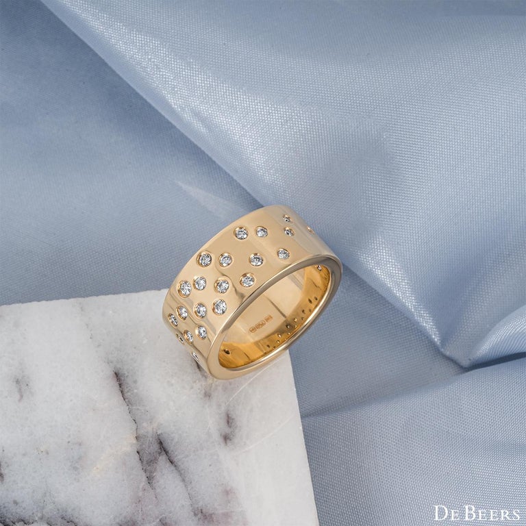 DeBeers Yellow Gold Diamond Dress Ring For Sale at 1stDibs