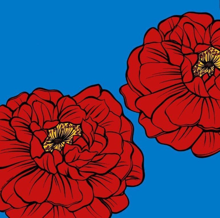 Deborah Azzopardi - Deborah Azzopardi, Warhol Flowers, Red, Acrylic on ...