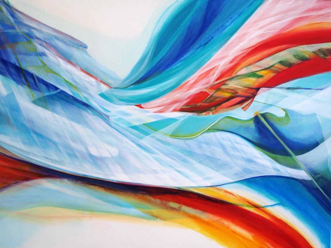 Nancy Rutter - Overlook Hill (Large Colorful Abstract Landscape in ...