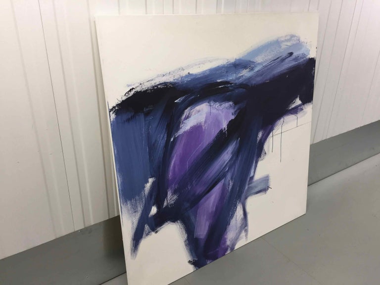 Deborah Lanyon - Hawkshead: Abstract Painting in Purple with Raw Canvas ...