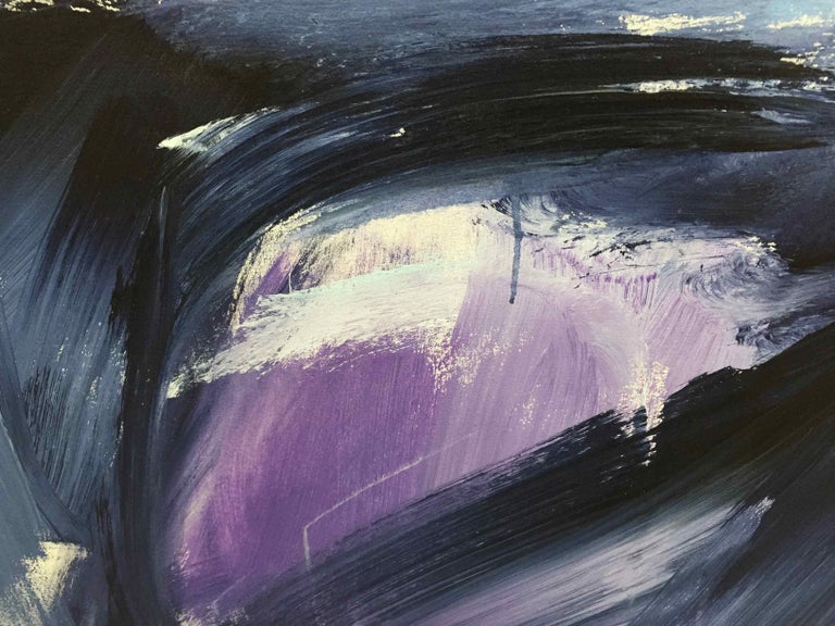 Deborah Lanyon - Hawkshead: Abstract Painting in Purple with Raw Canvas ...