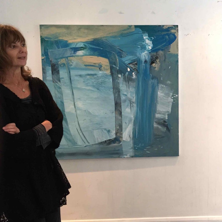 Deborah Lanyon - Swan: Blue Abstract Painting by Deborah Lanyon For ...