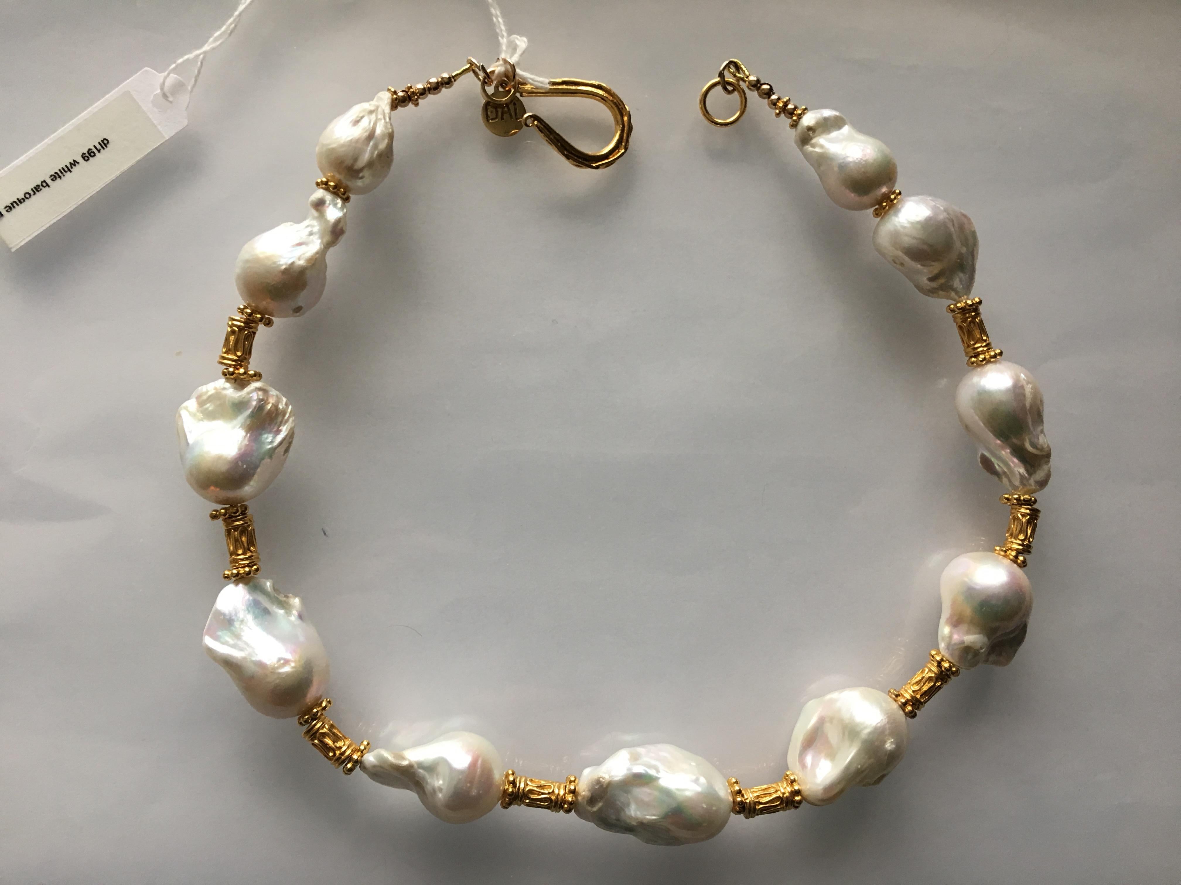 Deborah Liebman White Baroque Pearls and Gold Necklace For Sale at 1stDibs