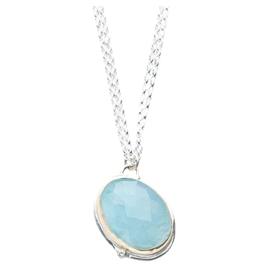 Deborah Murdoch Sterling Silver and 18k Gold Aquamarine Diamond ...