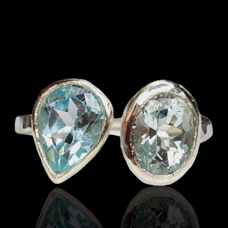 Deborah Murdoch Sterling Silver Double Blue Aquamarine Ring For Sale at ...