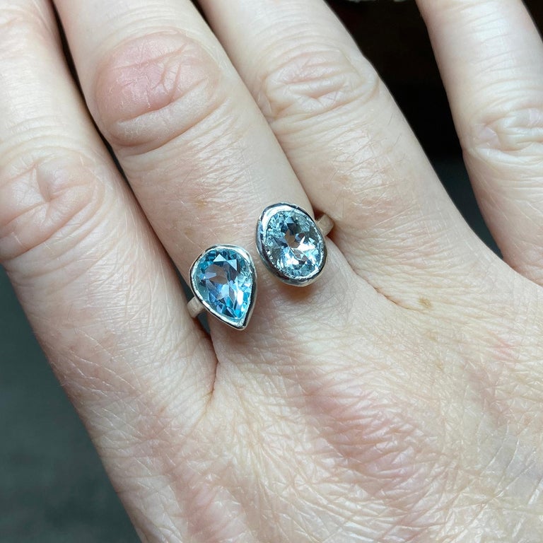 Deborah Murdoch Sterling Silver Double Blue Aquamarine Ring For Sale at ...