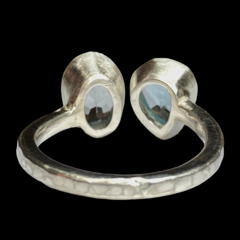 Deborah Murdoch Sterling Silver Double Blue Aquamarine Ring For Sale at ...