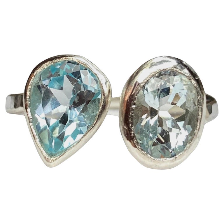 Deborah Murdoch Sterling Silver Double Blue Aquamarine Ring For Sale at ...
