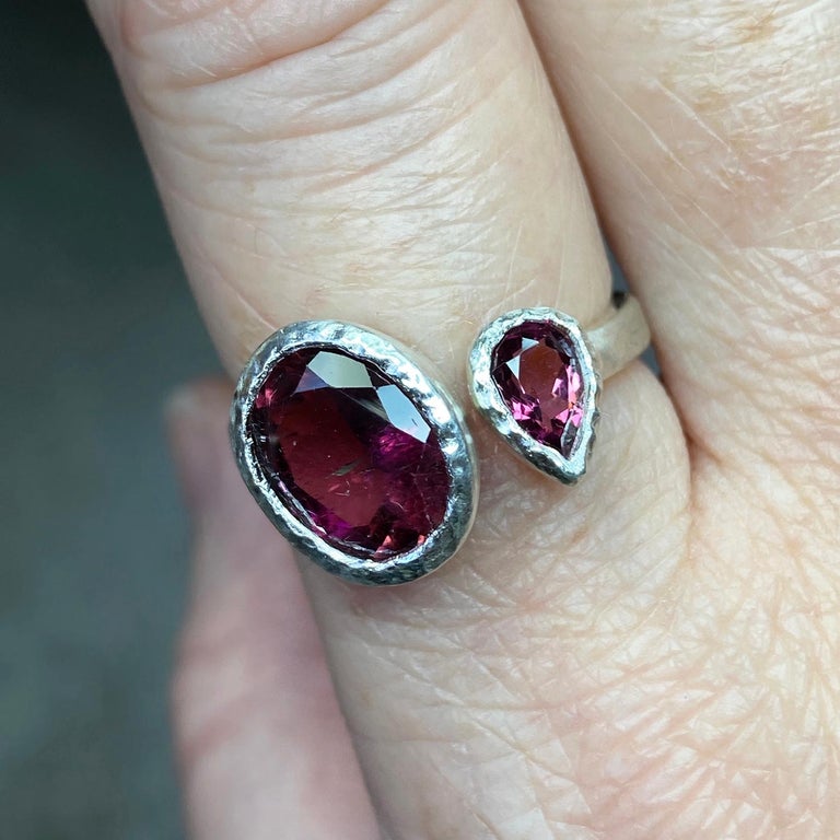 Deborah Murdoch Sterling Silver Double Pink Tourmaline Ring For Sale at ...