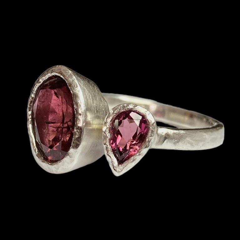 Deborah Murdoch Sterling Silver Double Pink Tourmaline Ring For Sale at ...