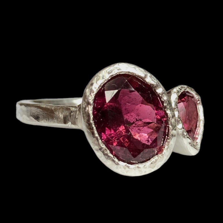 Deborah Murdoch Sterling Silver Double Pink Tourmaline Ring For Sale at ...