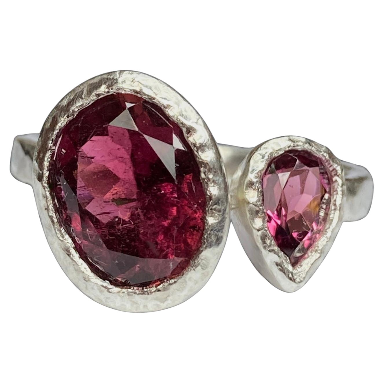 Deborah Murdoch Sterling Silver Double Pink Tourmaline Ring For Sale at ...