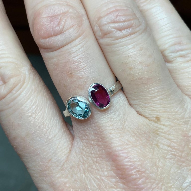 Deborah Murdoch Sterling Silver Rubellite and Green Tourmaline Ring For ...