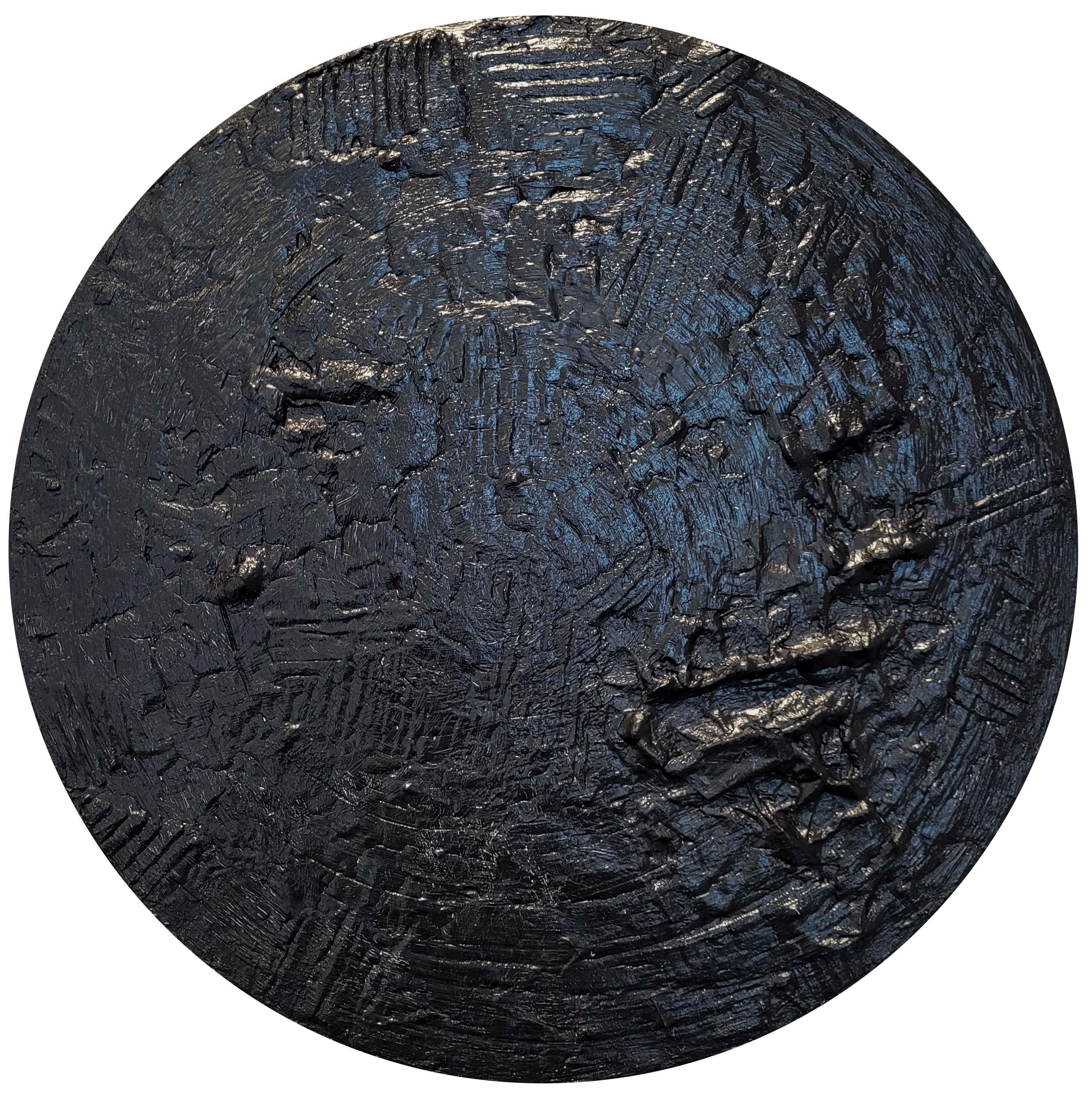 Debra Ferrari - Tactile 11 Contemporary Black Textured Round Canvas ...