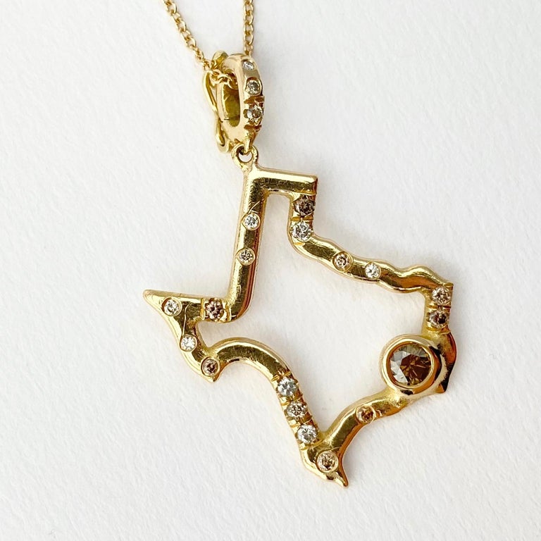 Debra Navarro Diamond and 18 Karat Yellow Gold Texas Pendant Necklace ...