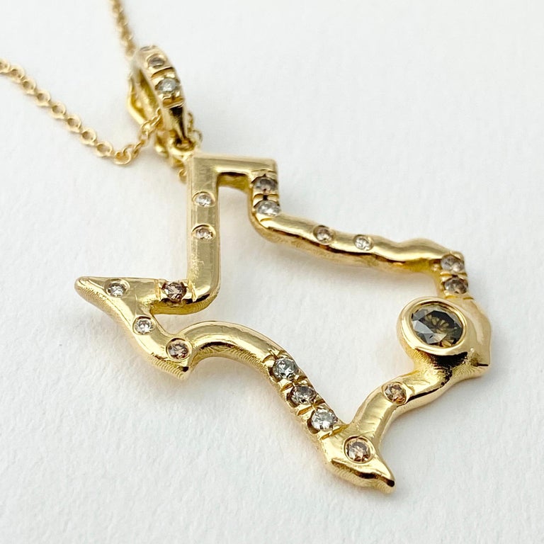 Debra Navarro Diamond and 18 Karat Yellow Gold Texas Pendant Necklace ...