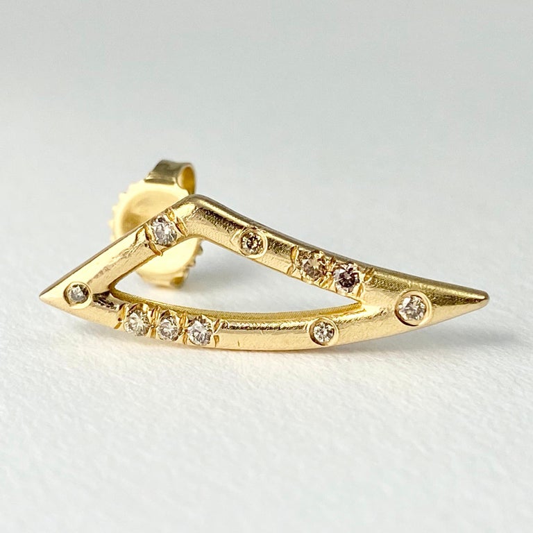 Debra Navarro Diamond and 18 Karat Yellow Gold Tusk Triangle Stud ...