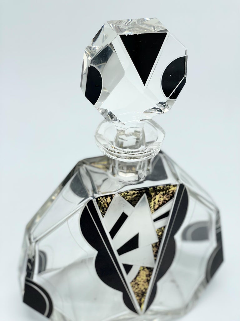 Decadent Art Deco Czech Crystal and Enamel Bohemian Bottle, 1930s For ...