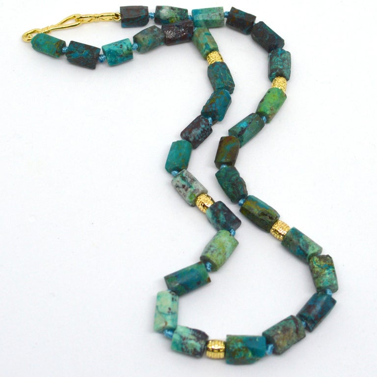 Decadent Jewels Chrysocolla Gold Necklace For Sale at 1stDibs