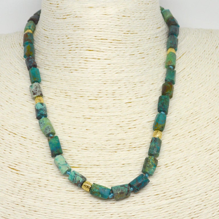 Decadent Jewels Chrysocolla Gold Necklace For Sale at 1stDibs