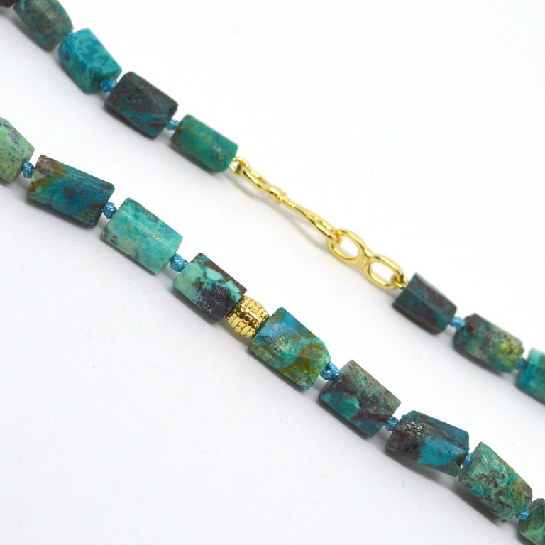 Decadent Jewels Chrysocolla Gold Necklace For Sale at 1stDibs
