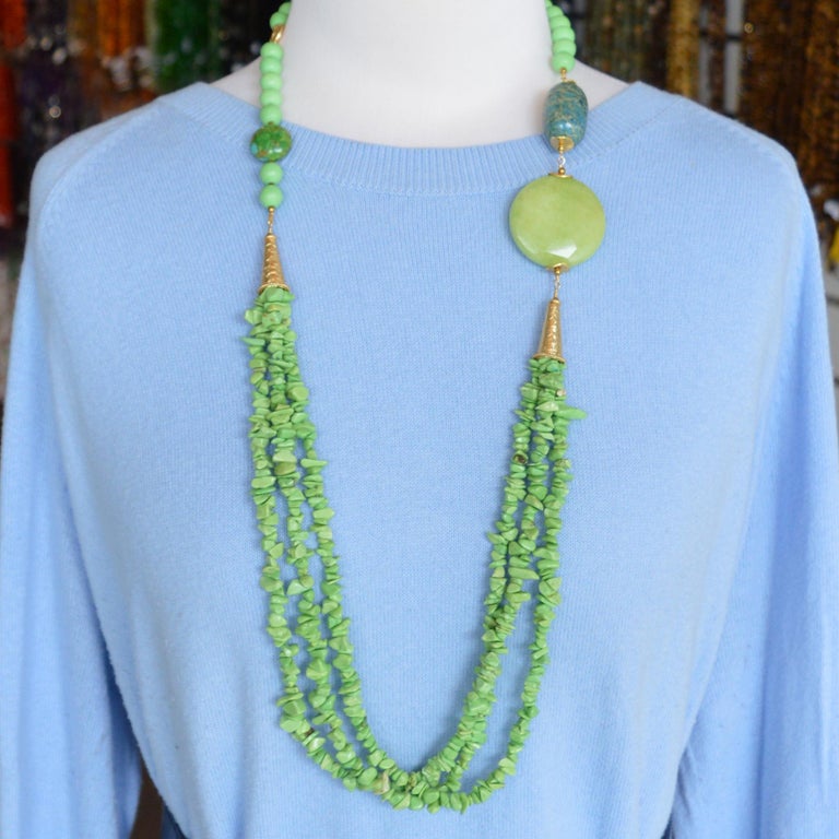 Decadent Jewels Howlite Jasper Jade Gold Necklace at 1stDibs
